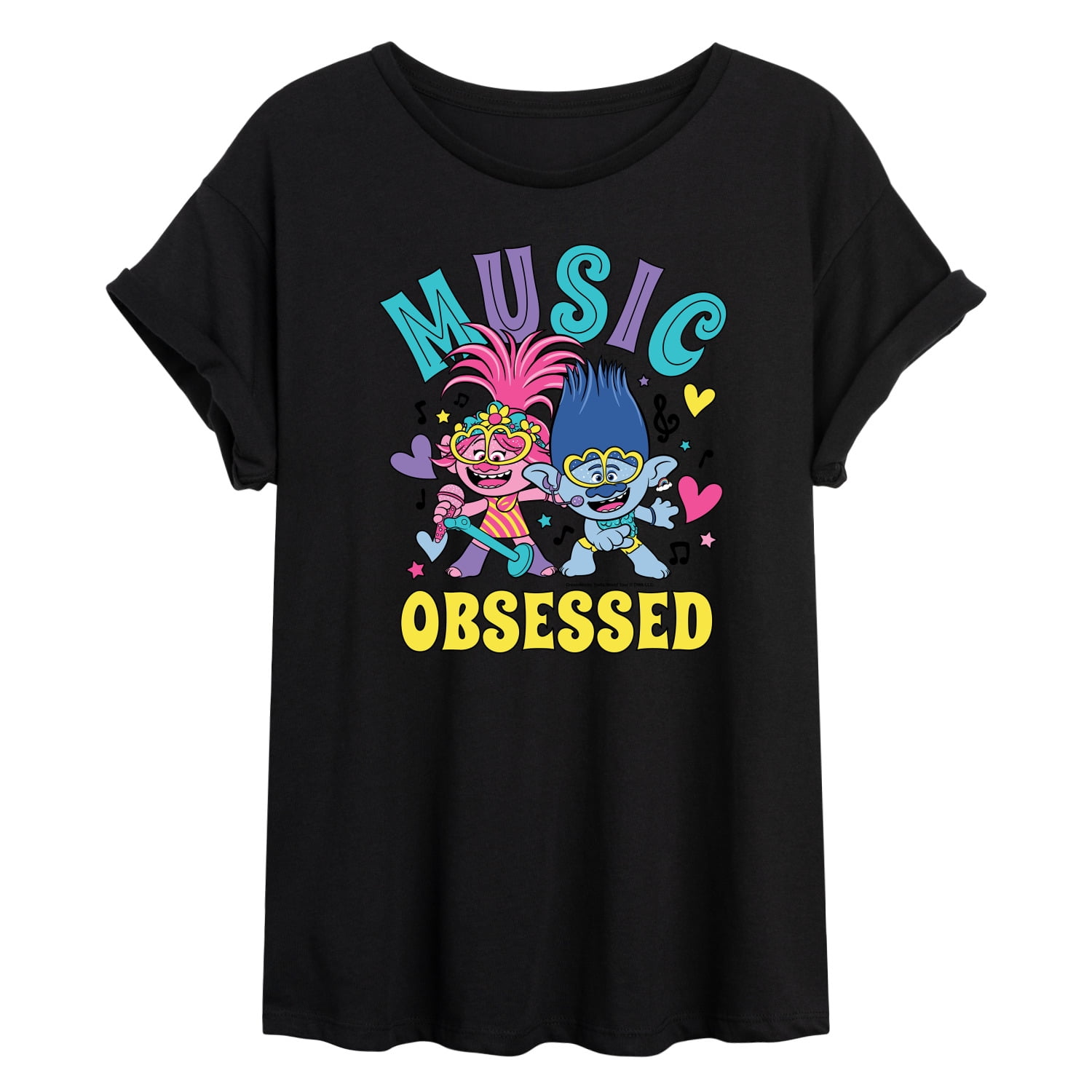 Trolls - Music Obsessed Poppy and Branch - Women's Oversized T-Shirt ...