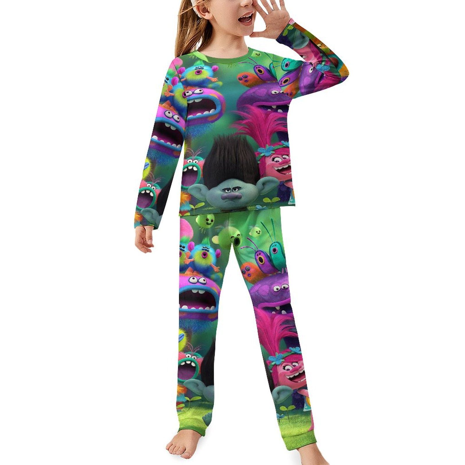 Trolls Pajamas Set for Gils Kids Cute PJ Sets Trolls Merch - Walmart.com