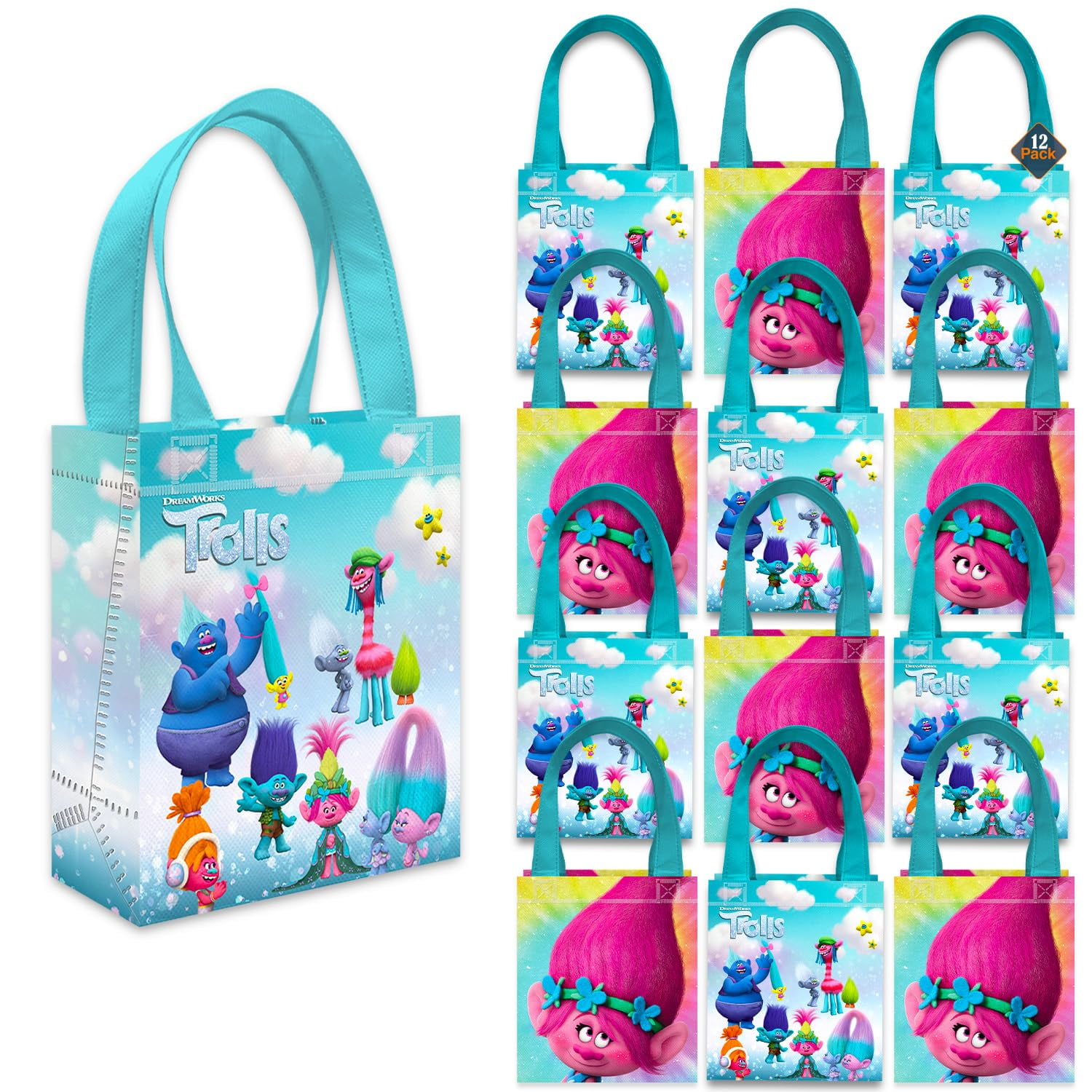 Trolls Party Favor Bags Set – 12 Pack 8" Goodie Bags for Kids Bulk ...