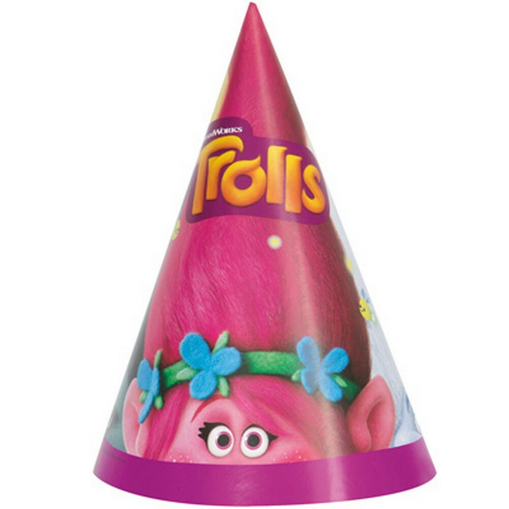 Trolls Party Hats [8 per Pack] - Walmart.com