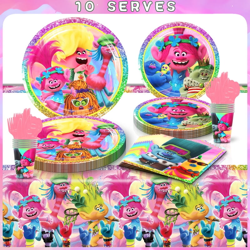 Trolls Party Tableware Set Plates Cup Kit Birthday Supplies Decorations ...