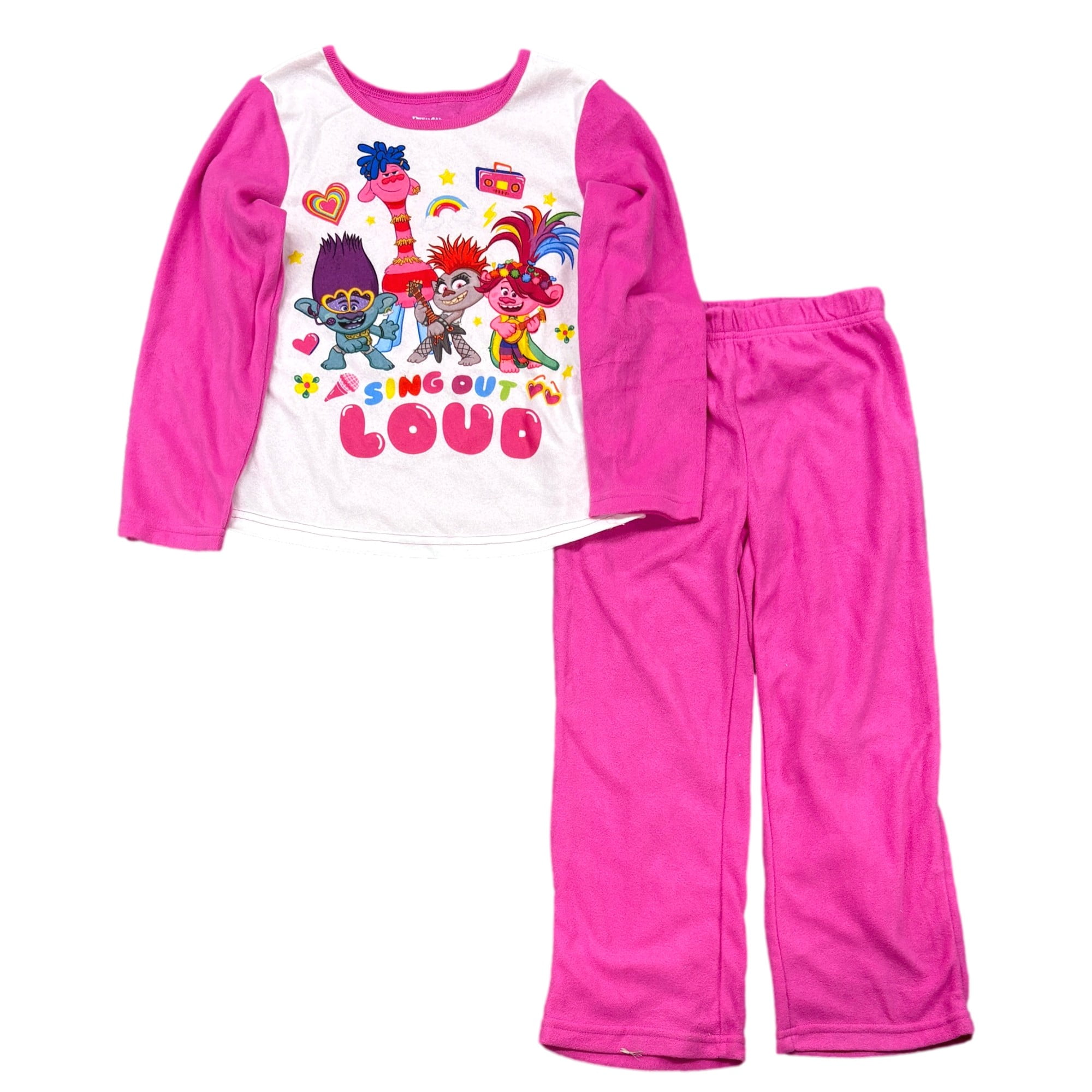 Trolls Girls Pink Sing Out Loud Cooper Poppy Pajamas PJs Sleep Set XS ...