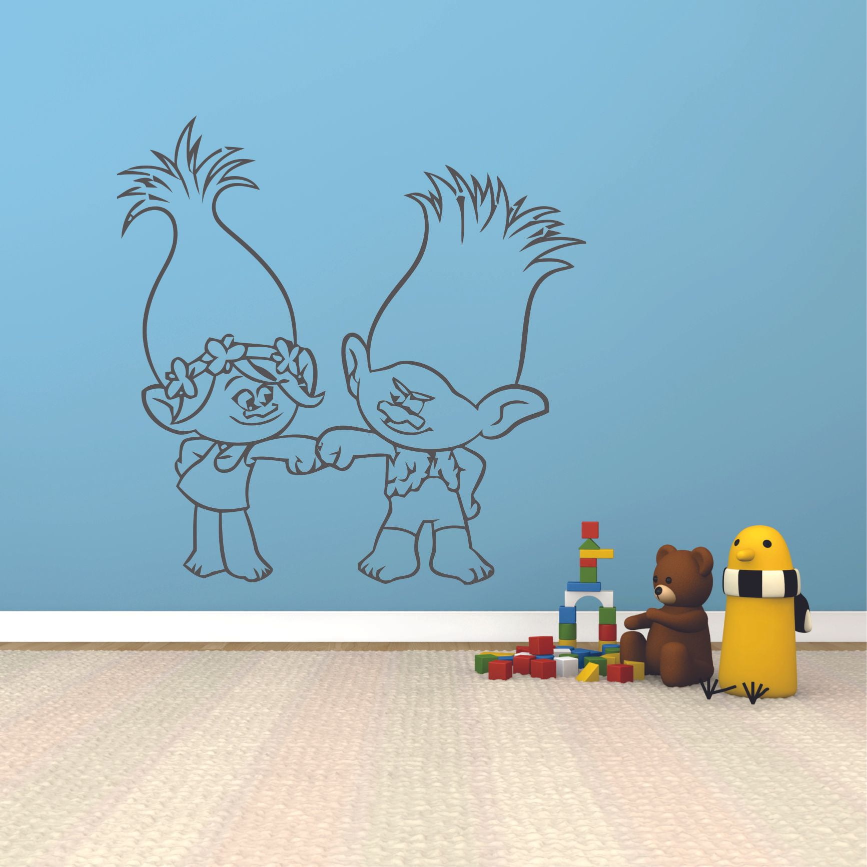 Trolls Poppy and Branch Character Children Cartoon Wall Sticker Art ...