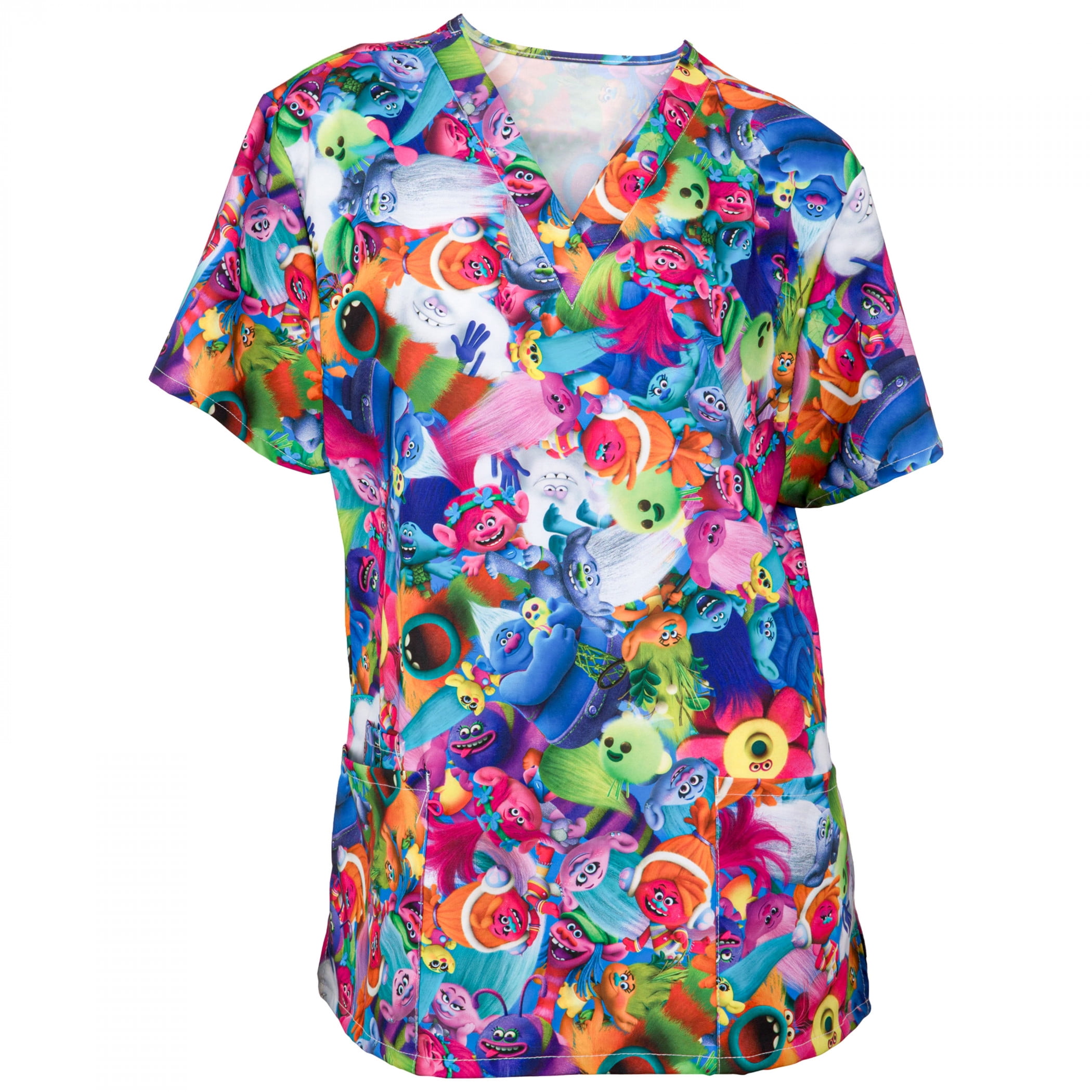 Trolls Poppy and Friends V-Neck Scrubs Top-Large - Walmart.com
