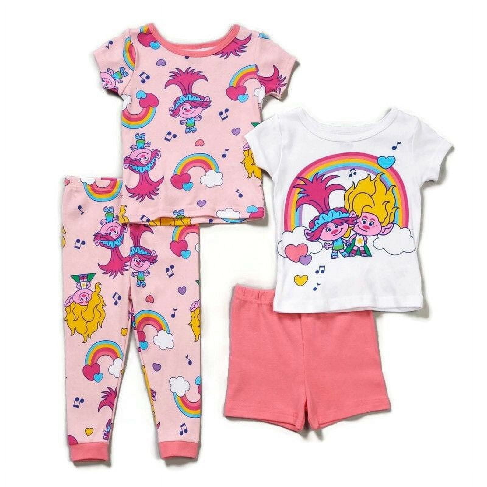 Trolls Poppy and Viva Sisters Rainbow Toddler Girl's 4-Piece Pajama Set ...