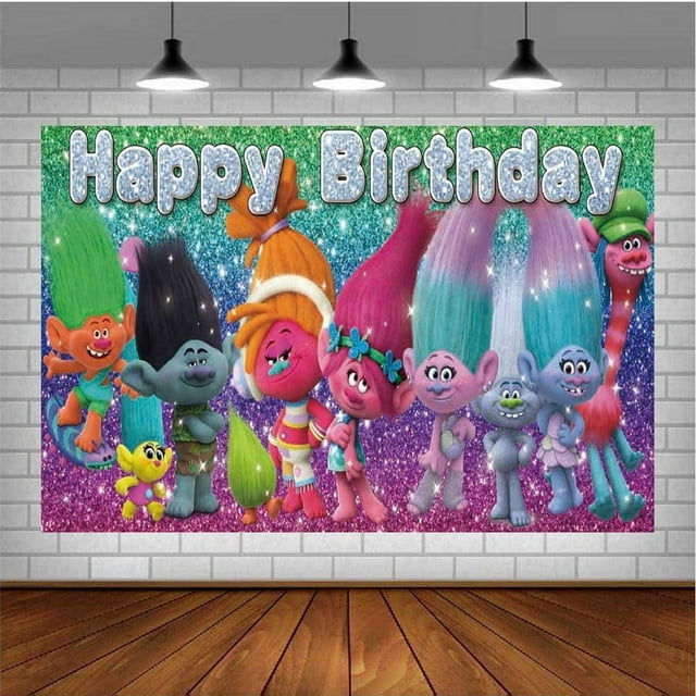 Trolls Banner Poster Wall Decor Birthday Backdrop Background Party ...