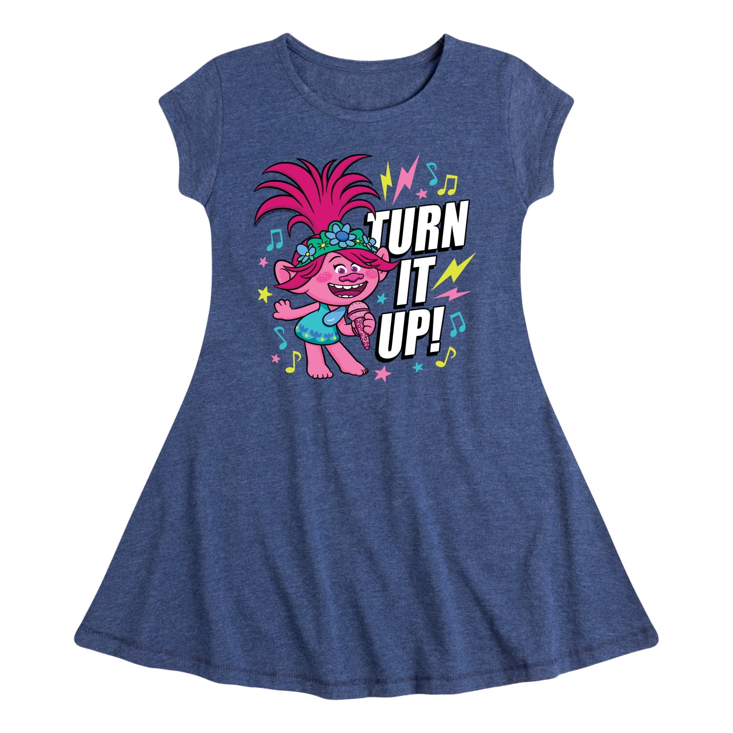 Trolls - Turn It Up - Toddler & Youth Girls Fit & Flare Dress - Walmart.com