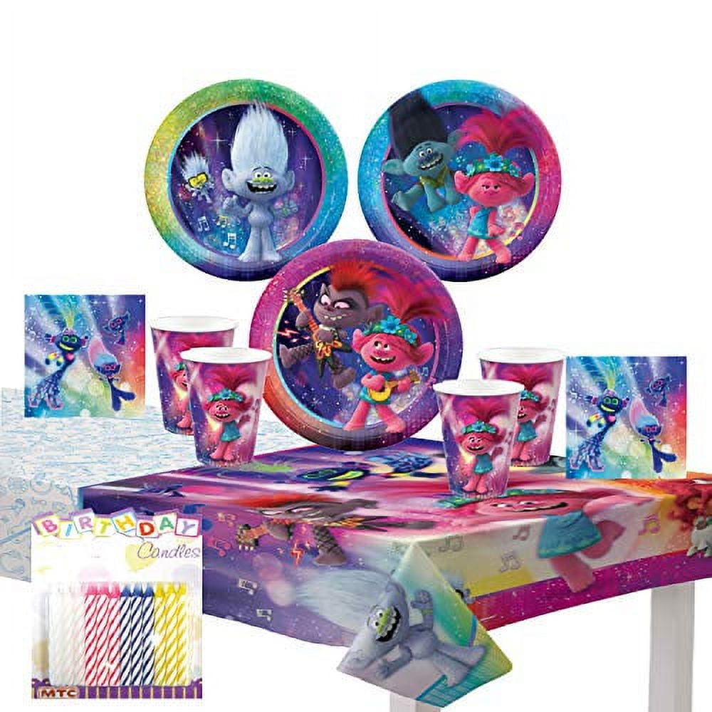 Trolls Word Tour Party Supplies Pack Serves 16: 7" Plates Beverage ...