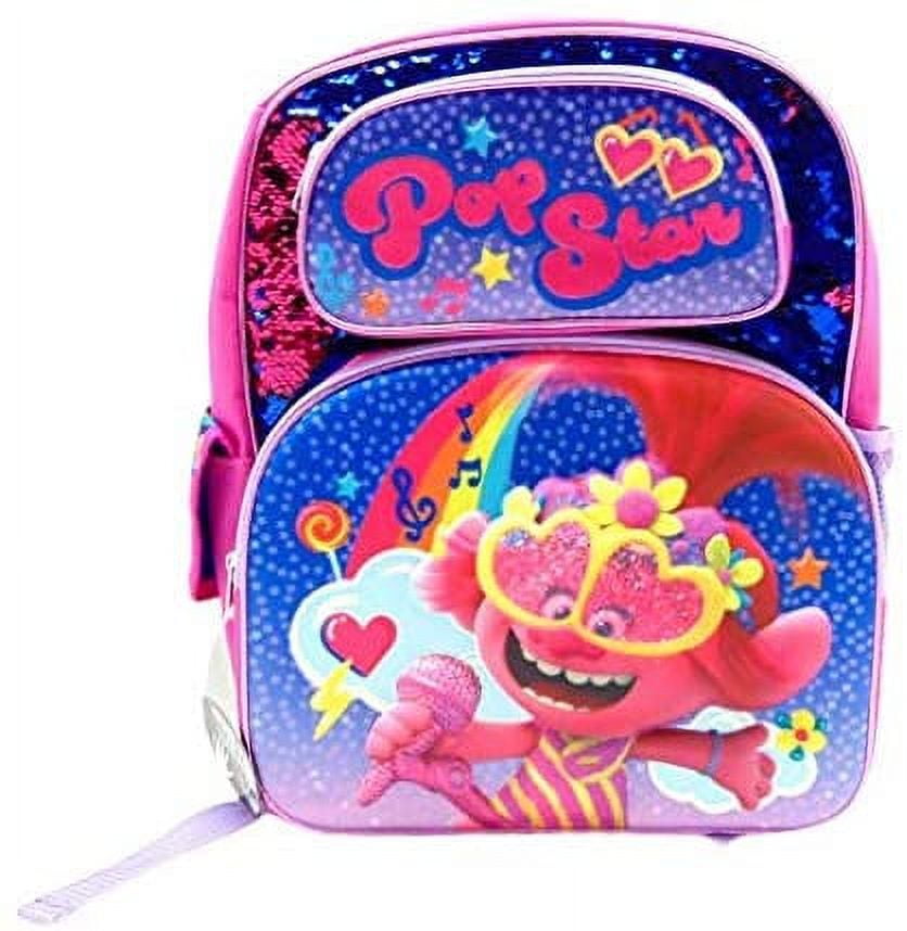 Trolls World Tour 3D Pop-up Sequins Shiny 16" Backpack - Walmart.com