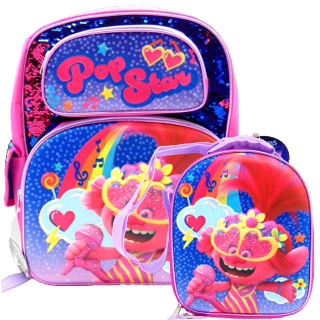 Trolls World Tour Full Size 16 inch Backpack & Insulated Lunch Box ...