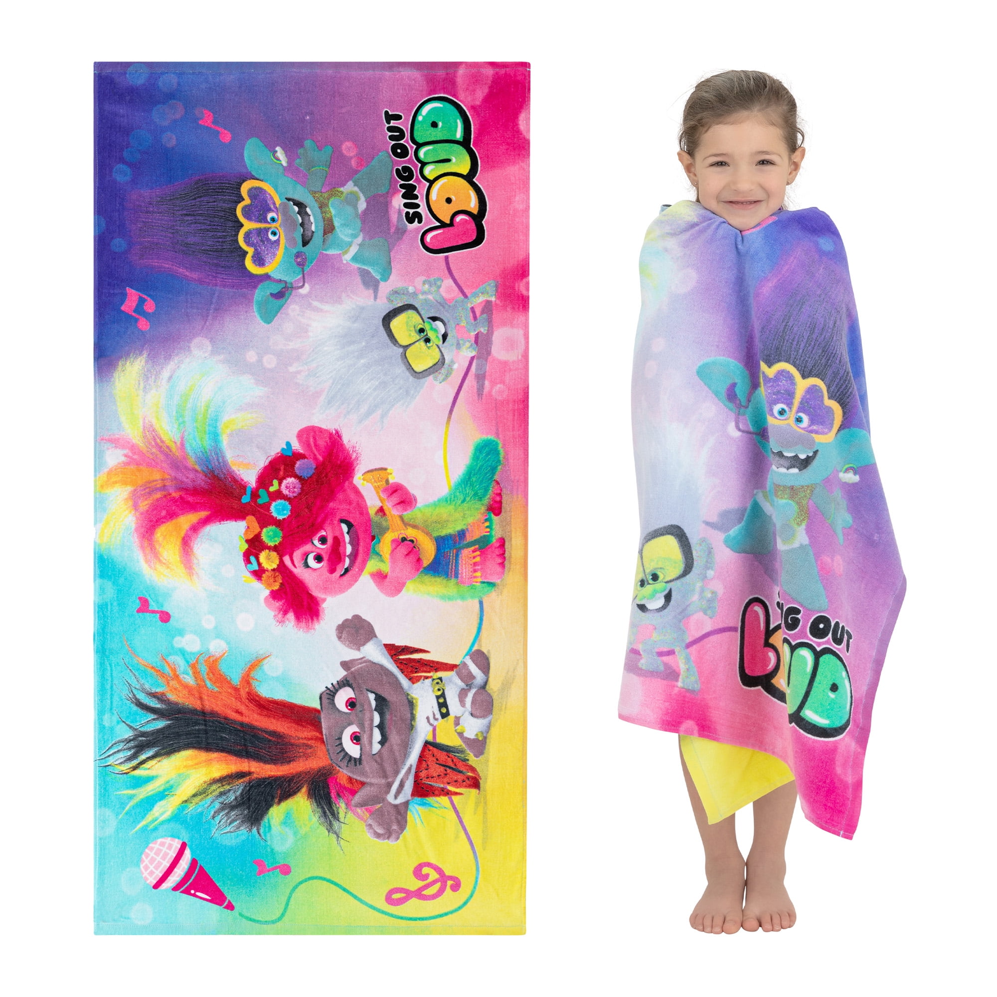 Trolls World Tour Children's Super Soft Cotton Beach and Bath Towel, 28 ...
