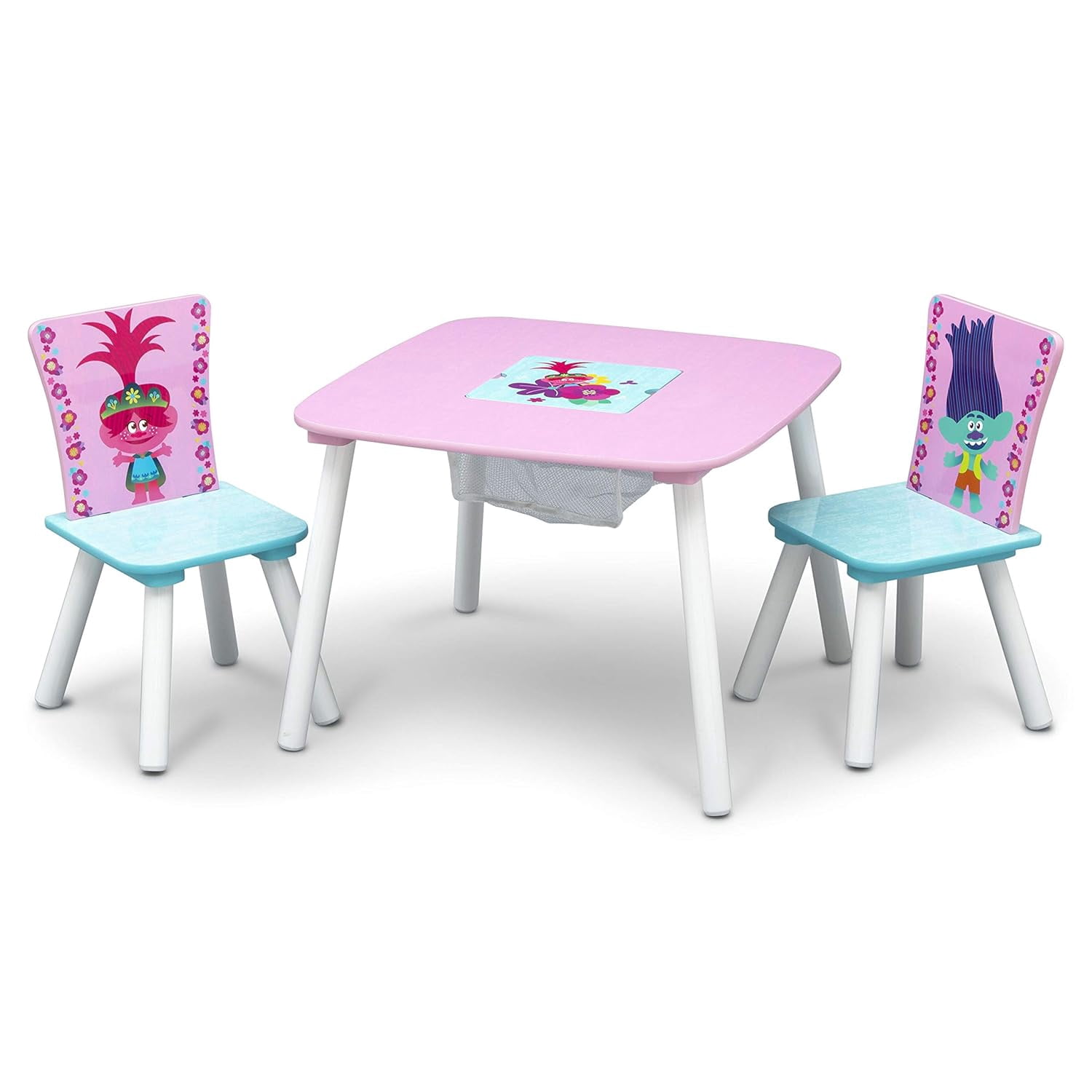 Trolls World Tour Kids Table and Chair Set with Storage (2 Chairs ...