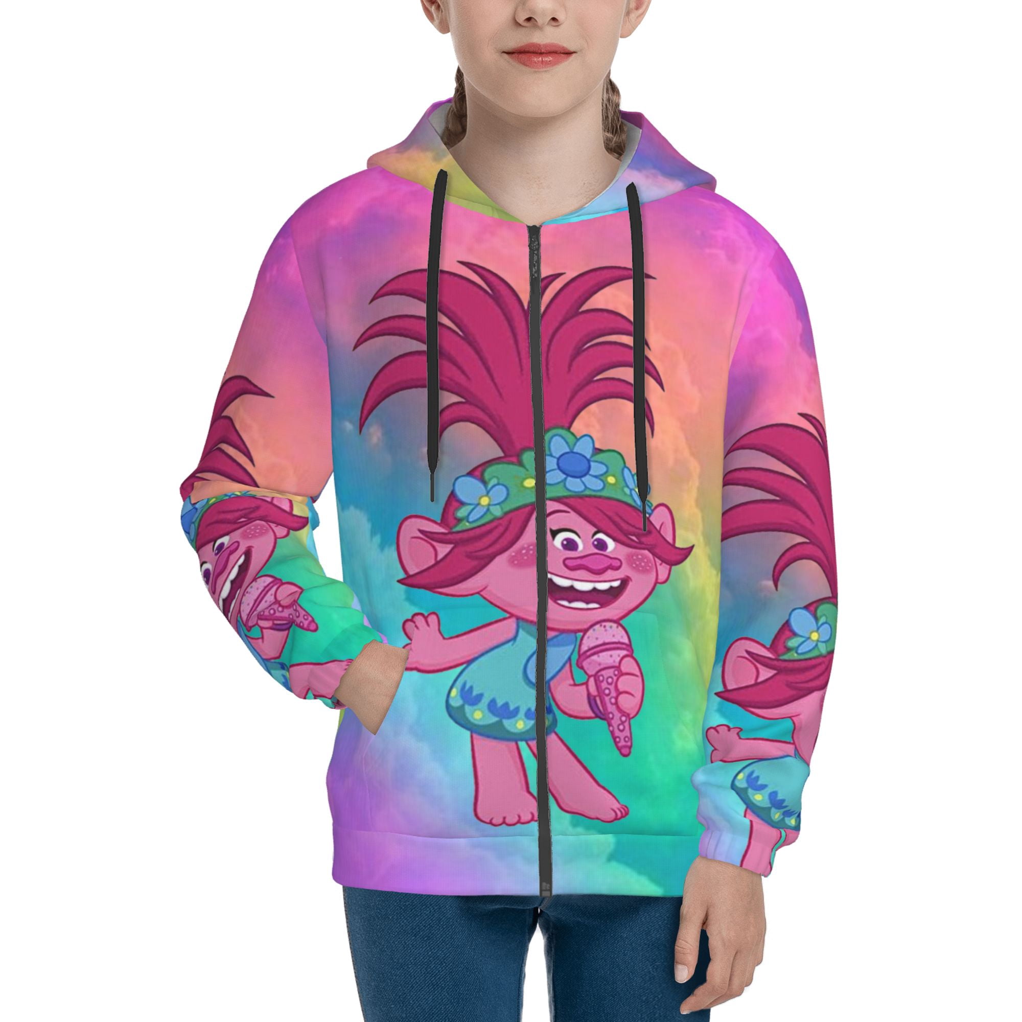 Trolls World Tour Teens Boys Girls Zip Up Hoodies 3d Print Long Sleeve ...
