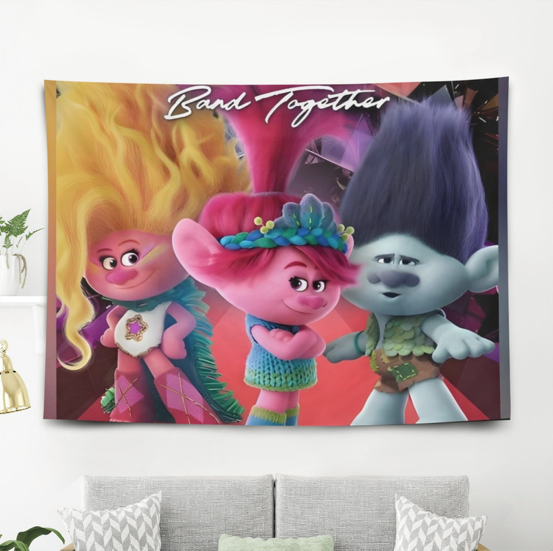 Trolls pattern wall hanging 50*60 inches high-quality peach skin velvet ...