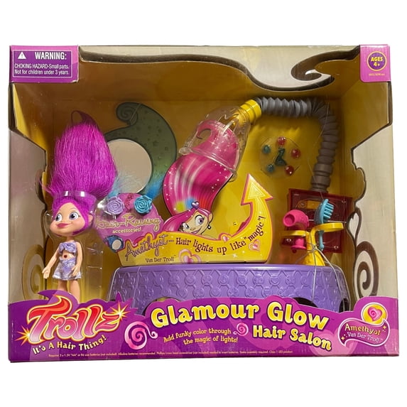 Trollz Glamour Glow Hair Salon Amethyst Figure Set with Trolls Doll ...