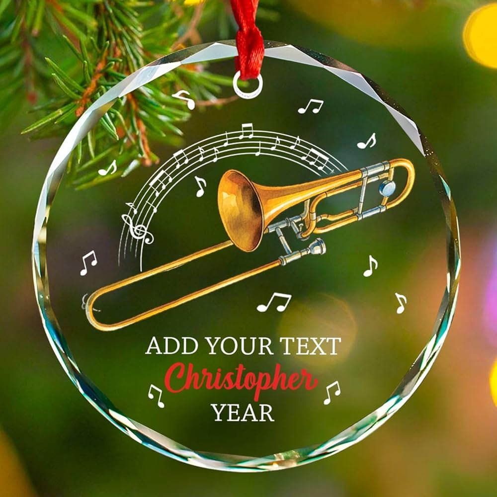 Trombone Design Glass Christmas Ornament for Tree, Valentine’s Day ...