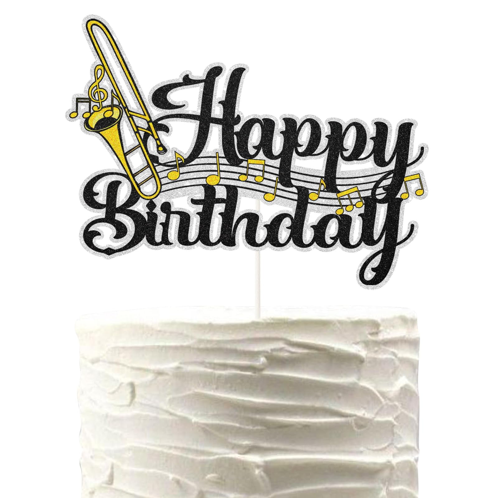 Trombone Happy Birthday Cake Topper Saxophone AIS1 Musical Music Notes ...