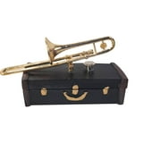 Trombone Model with Case, Brass-Plated Musical Instrument Miniature ...
