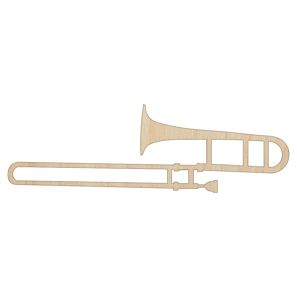Trombone Music Instrument Silhouette Wood Shape Unfinished Piece Cutout ...