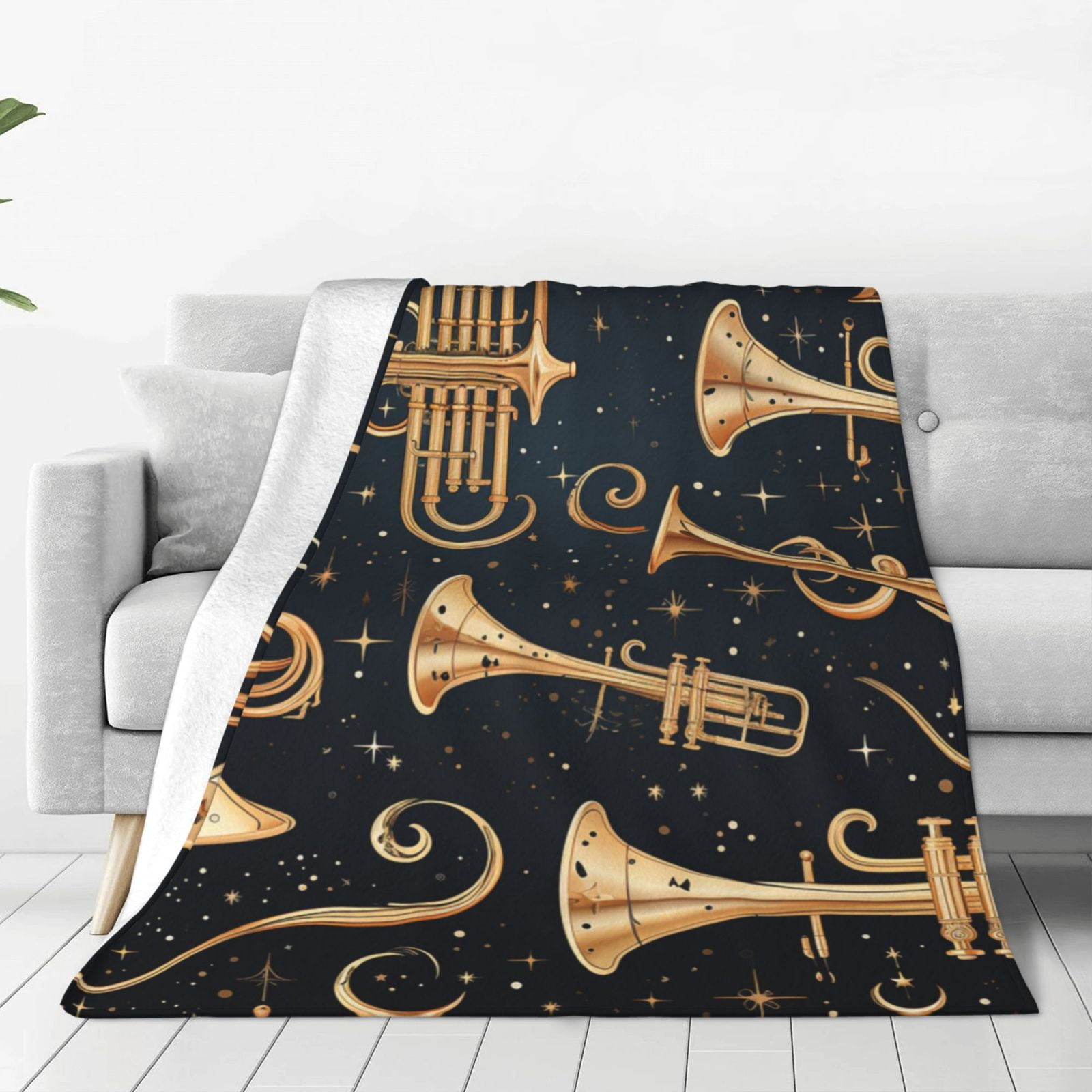 Trombone Musical Instruments Art Flannel Fleece Throw Blanket Cozy ...