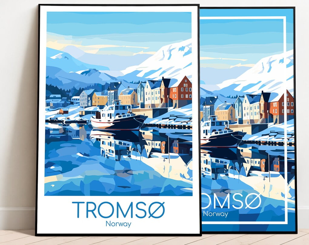Tromso Travel Poster Tromso Poster Wall Art Norway Vintage Poster ...