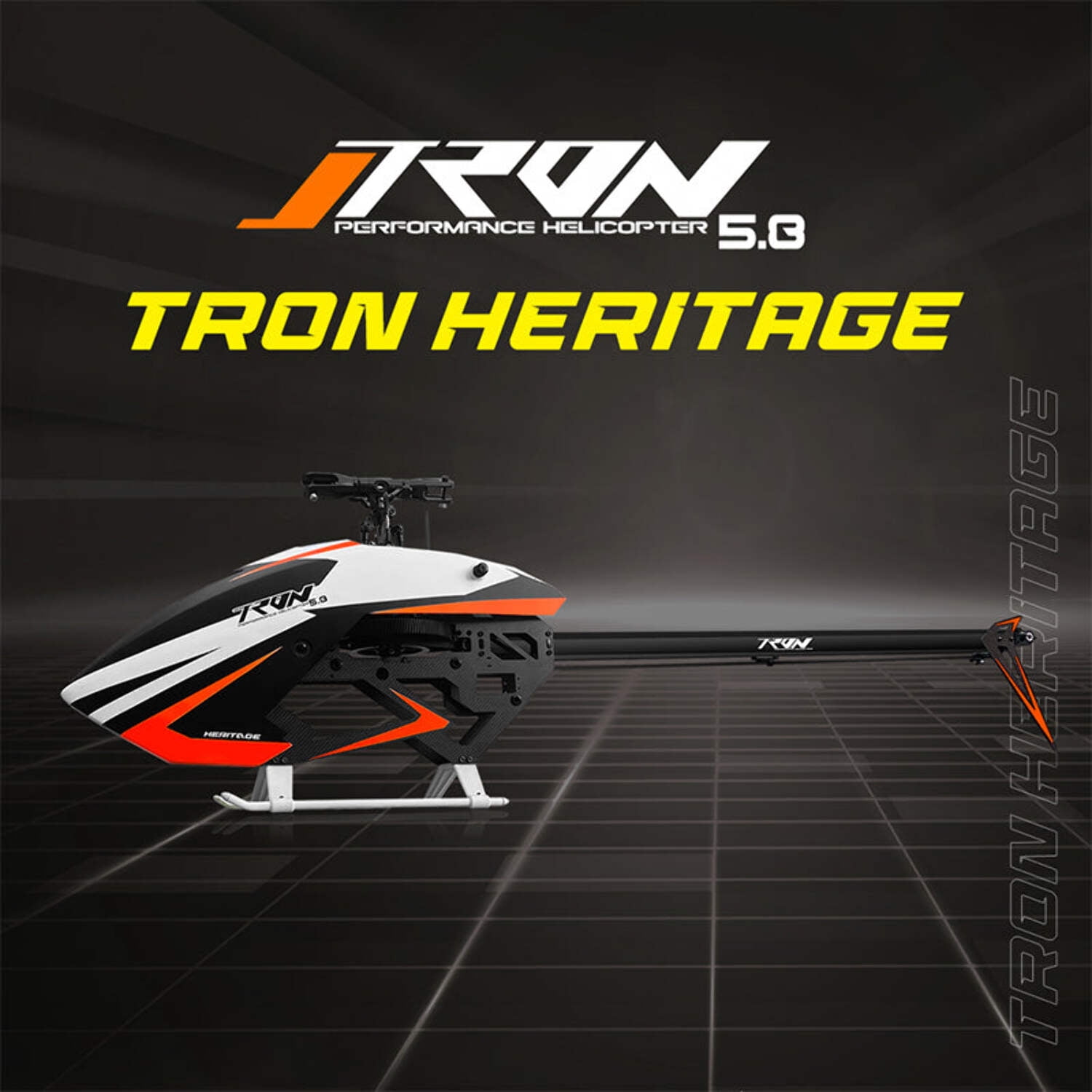 Tron 5.8 HERITAGE Helicopter Kit (w/o Blades) - White/Neon Orange ...