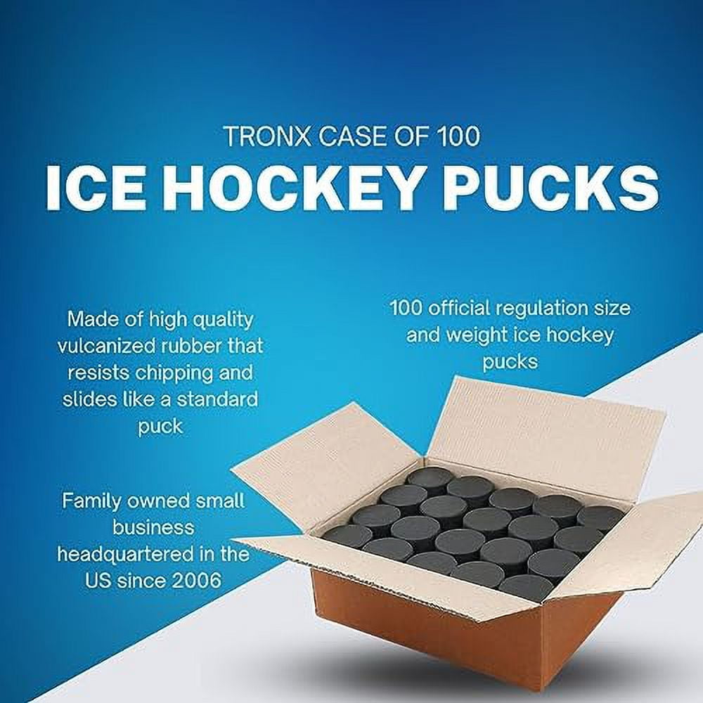 TronX Ice Hockey Pucks Bulk - Case of 100 Hockey Pucks - Official ...