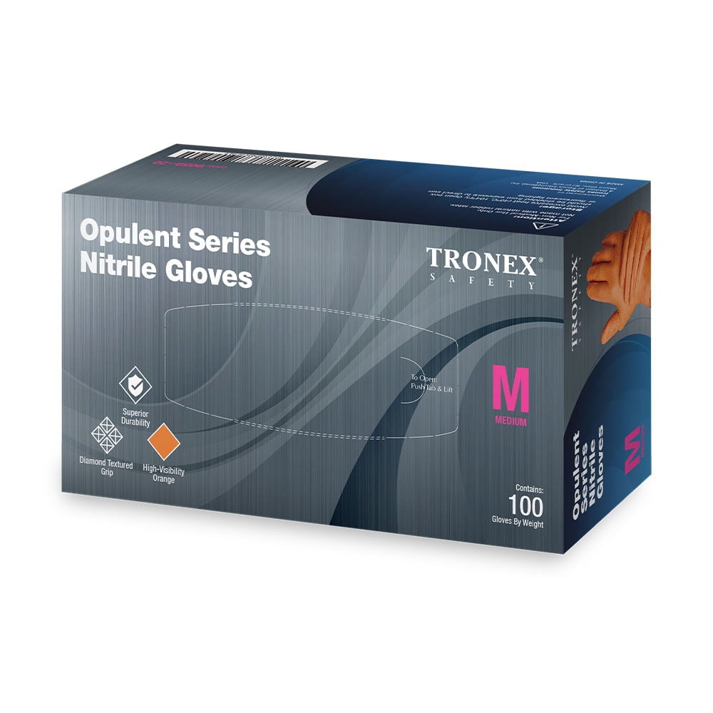 Tronex Orange 8 Mil Heavy Duty Disposable Nitrile Gloves, Diamond ...