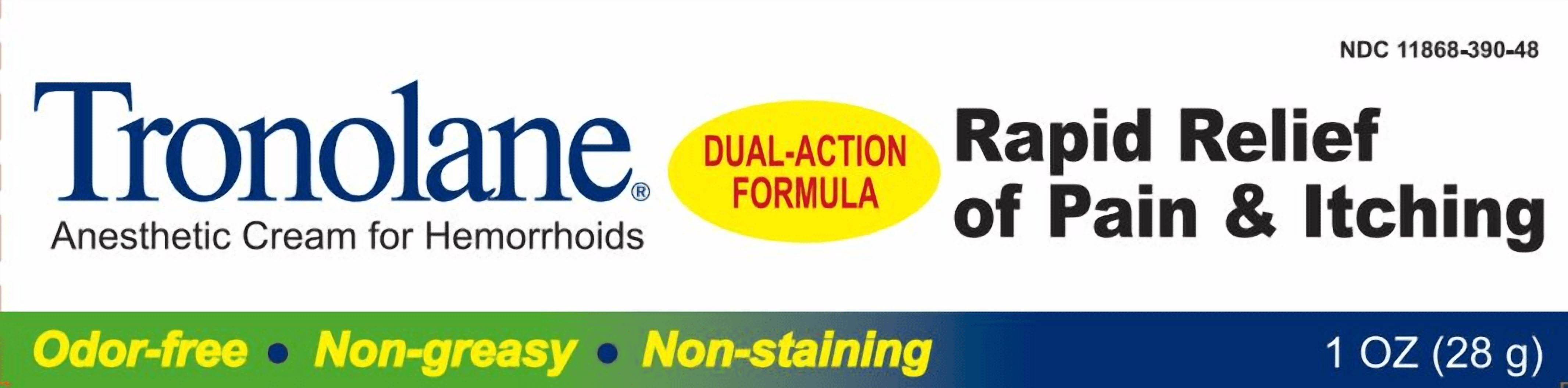 Tronolane Hemorrhoid Anesthetic Cream, Dual Action Formula, Pain Relief ...