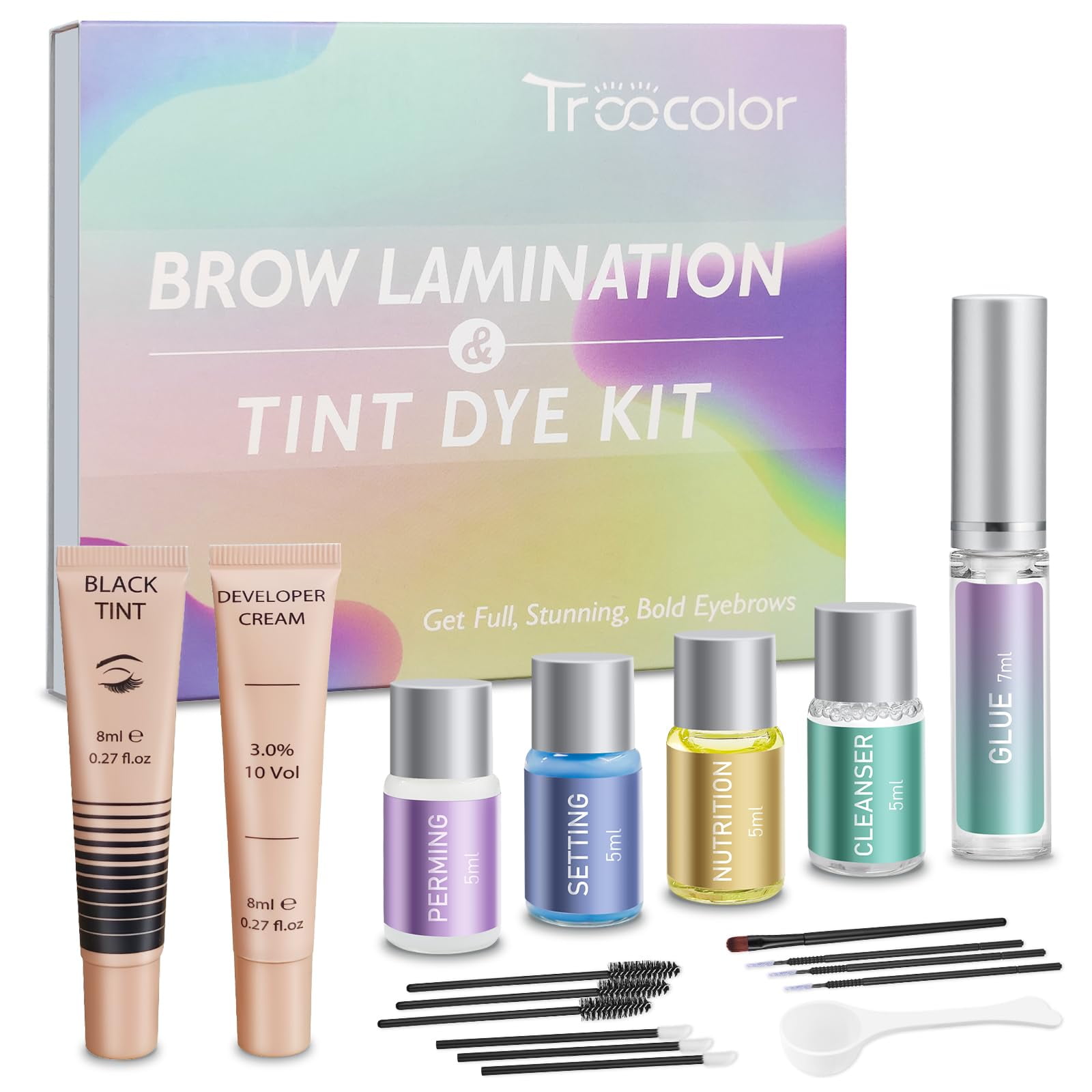 Troocolor Brow Lamination Kit, Instant Eyebrow Lamination and Color ...