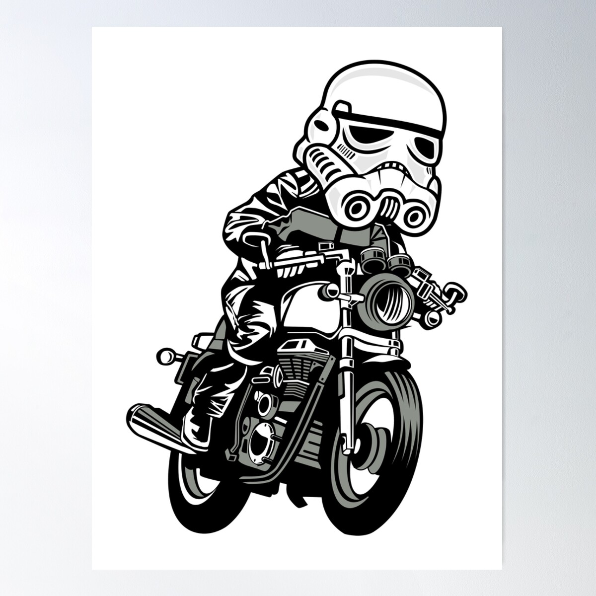 Trooper Cafe Racer Chibi Art Style Poster Wall Art, Modern Wall Decor ...