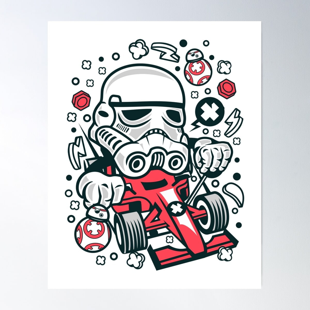 Trooper Formula Racer Chibi Art Style Poster Wall Art, Modern Wall ...