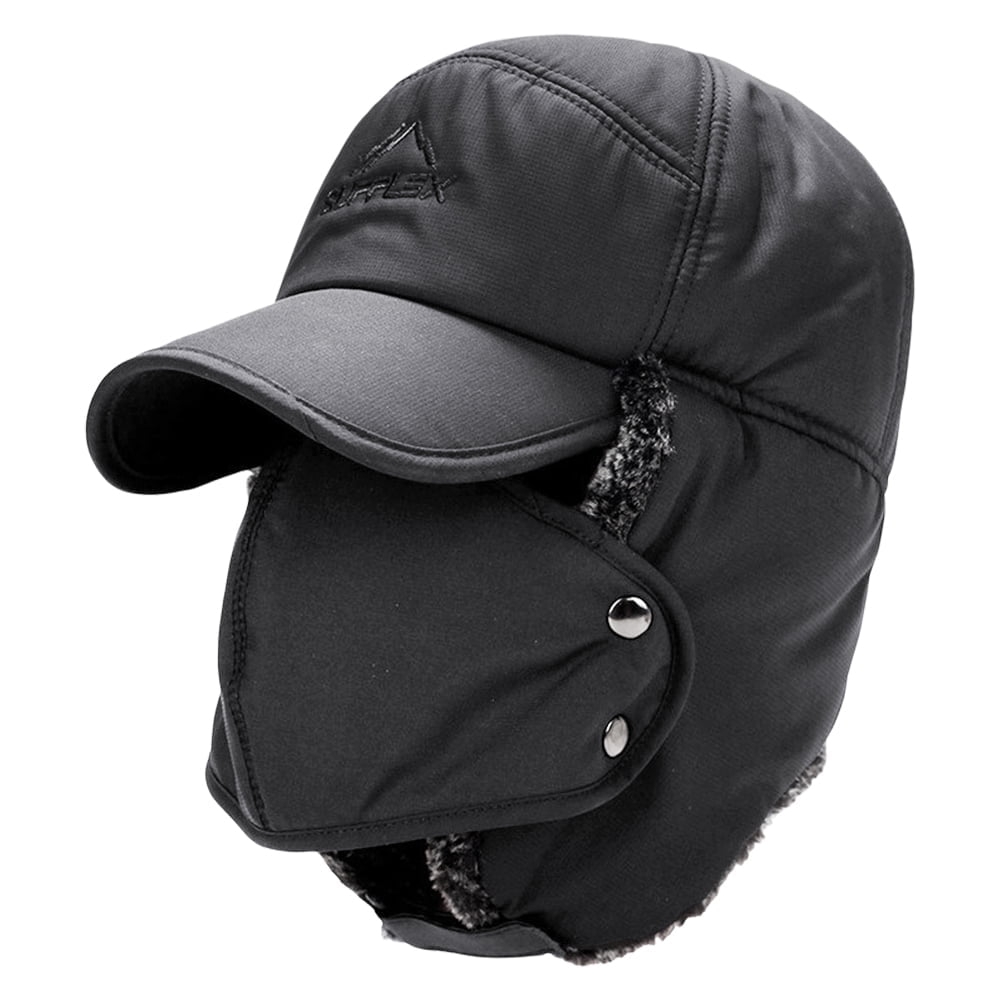 Trapper Bomber Hat, Winter Warm Russian Hats with Ear Flaps and Removeable Facemask Adjustable ...