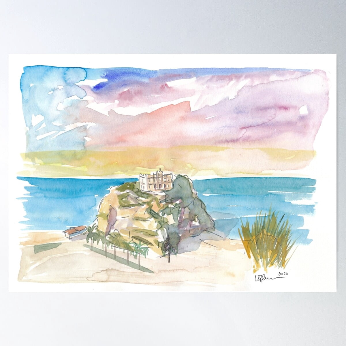 Tropea Italy Calabria Rock And Beach Poster Wall Art, Modern Wall Decor ...