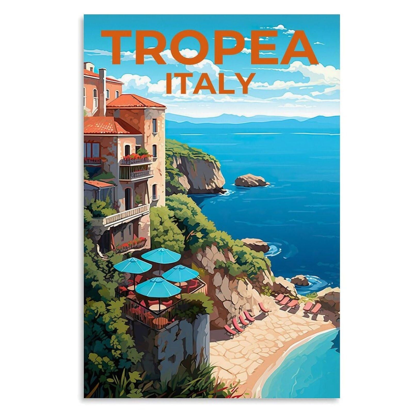 Tropea Italy Poster Retro Travel Posters Vintage Country Cityscape ...