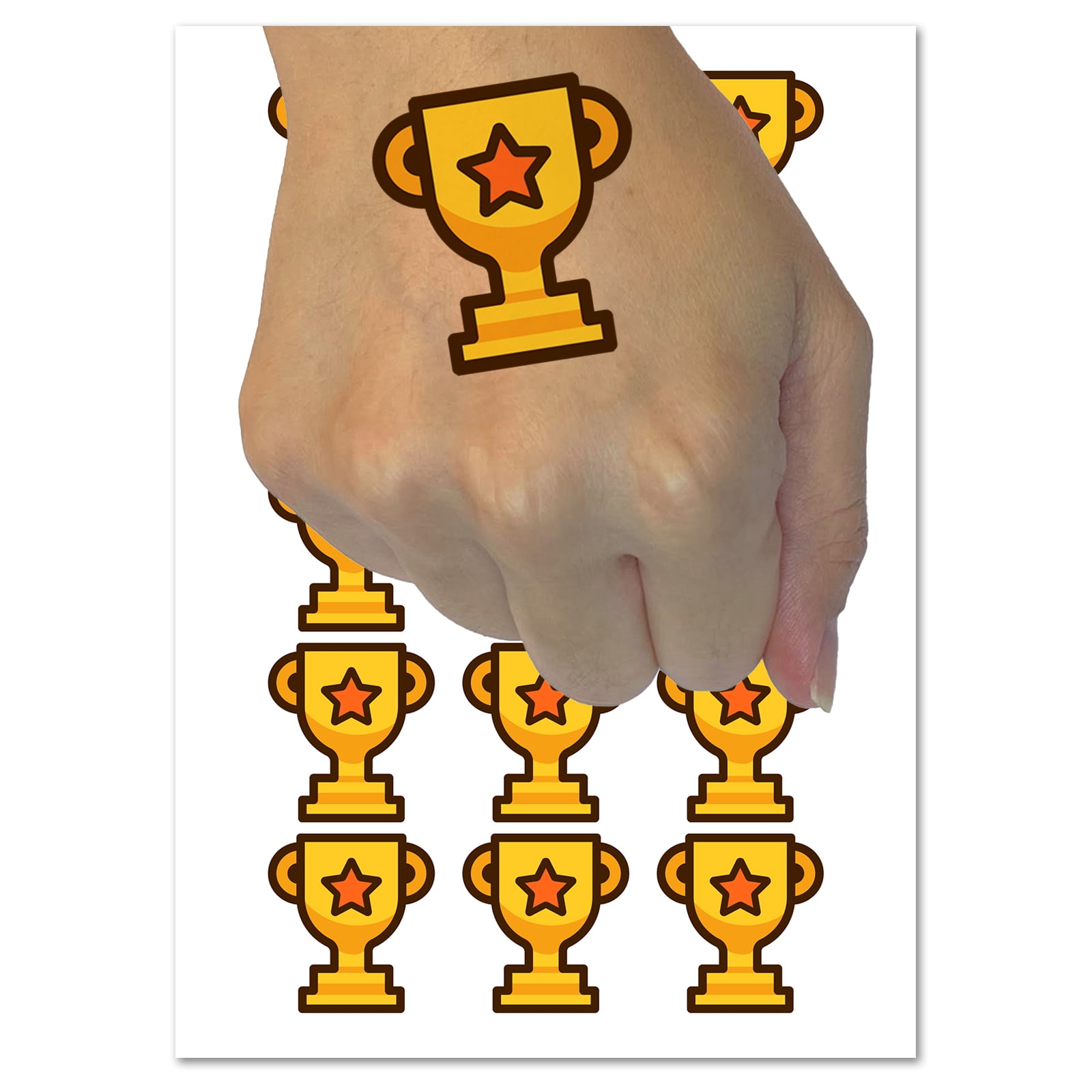 Trophy Award Outline with Star Water Resistant Temporary Tattoo Set ...