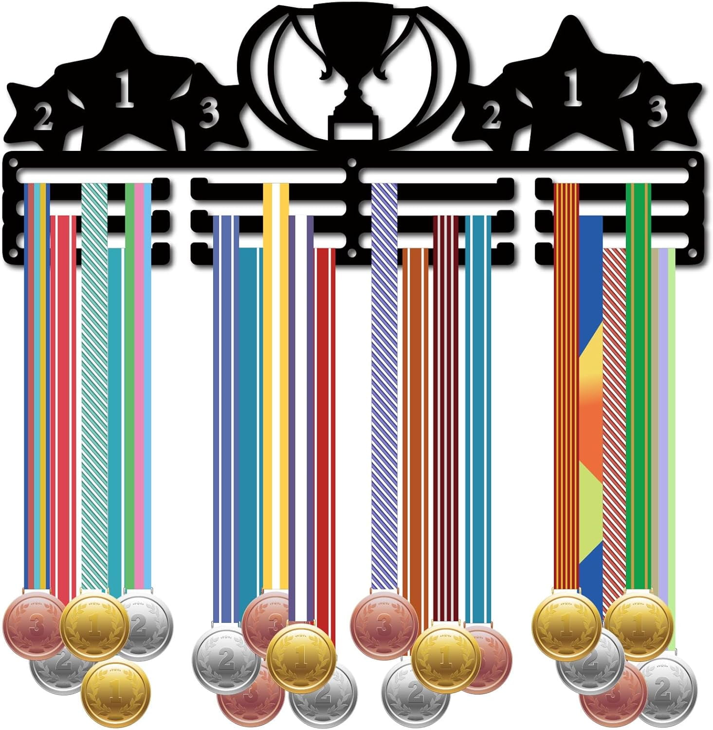 Trophy Badge Medal Holder Wall Mount Iron Frame Decor Awards Storage ...