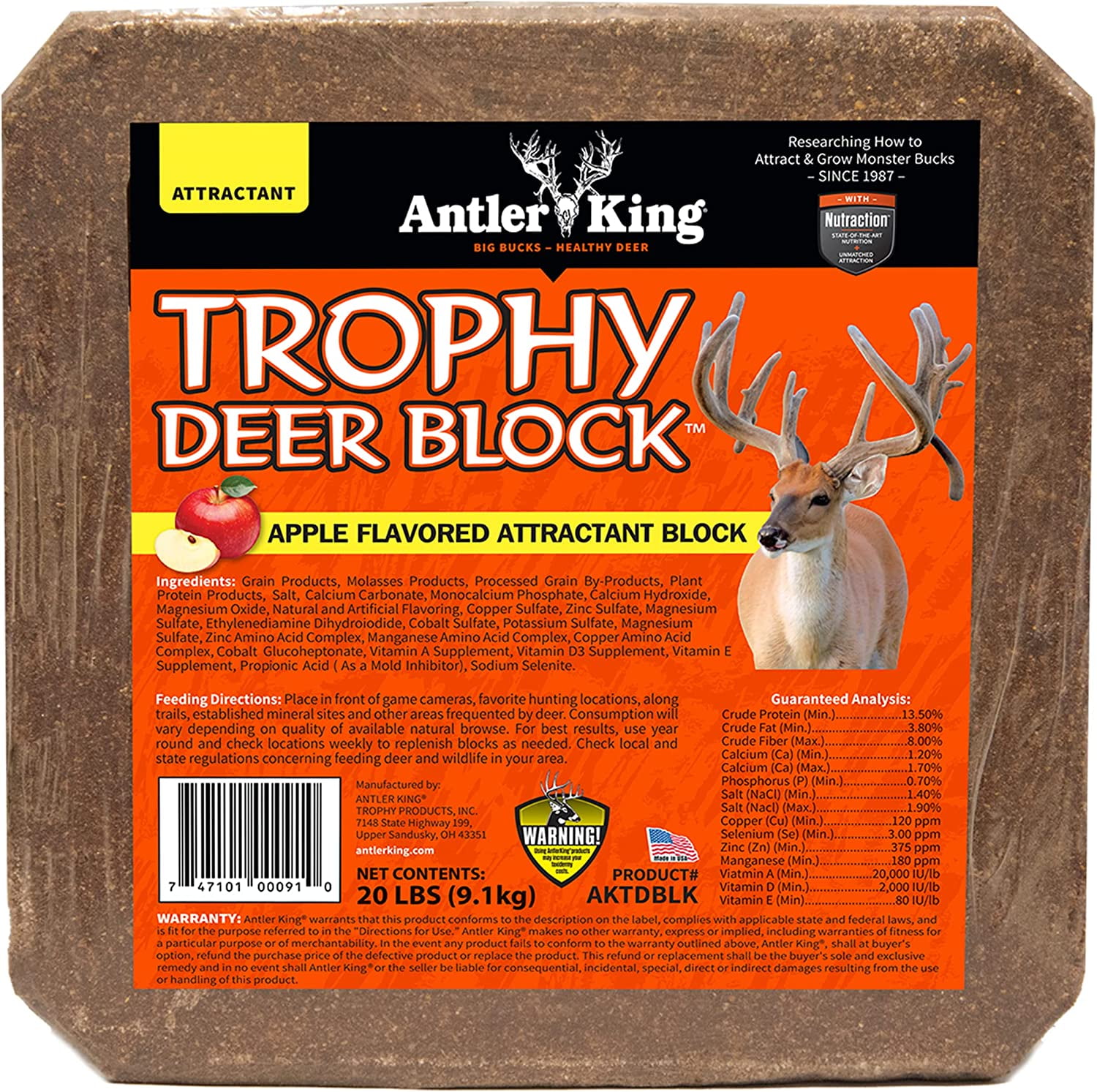 Trophy Deer Block, 20 lb Apple Flavored Year Round Deer Attractant ...