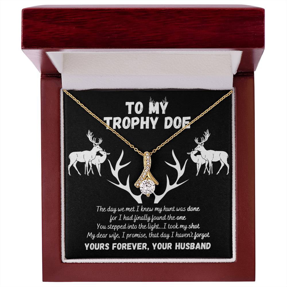 Trophy Doe Necklace for Wife, Alluring Beauty Necklace, 14k White Gold ...