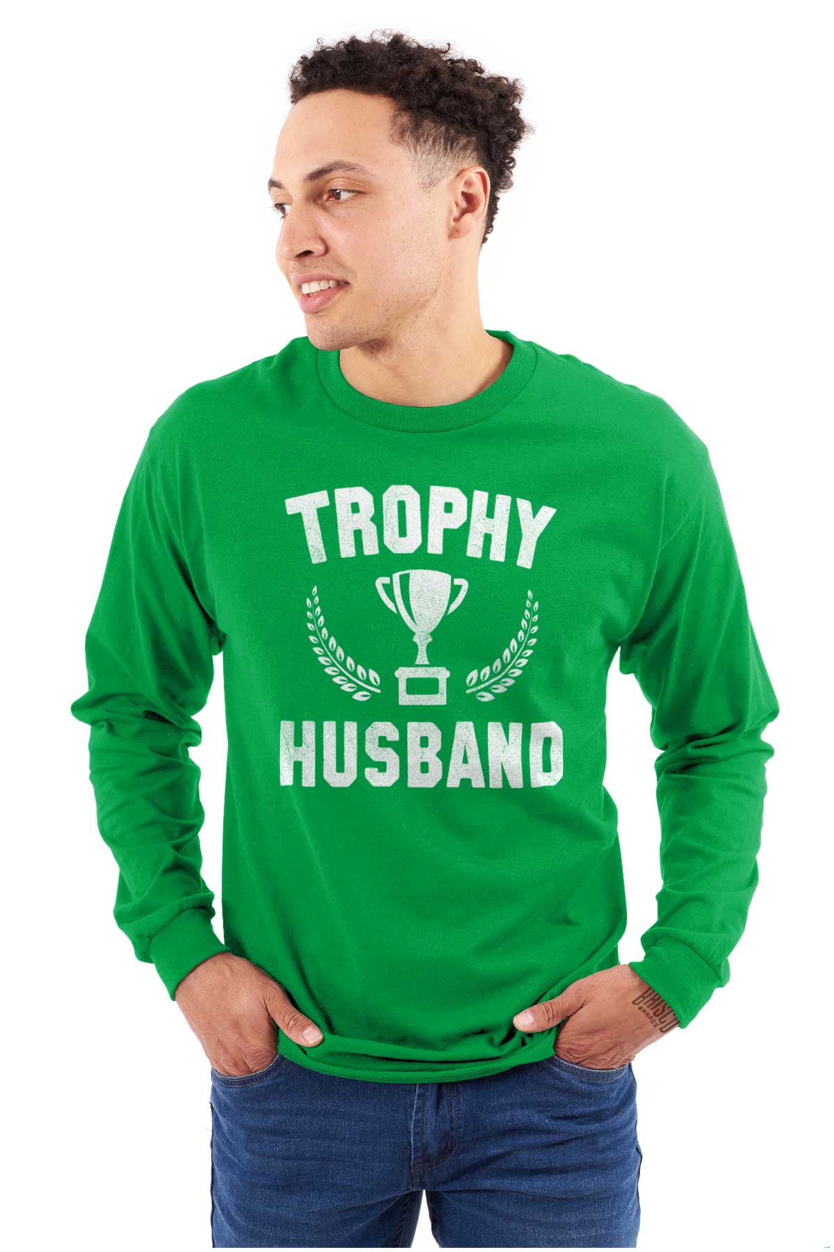 Trophy Husband Best Partner Hubby Men's Long Sleeve Tee T Shirt Brisco ...