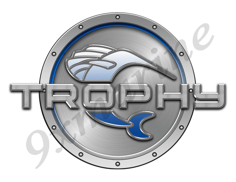 Trophy Remastered Sticker. Brushed Metal Style - 7.5" diameter ...