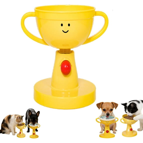 Trophy-Shaped Raised pet Food Bowl,Adjustable Elevated Cat Bowl & Small ...