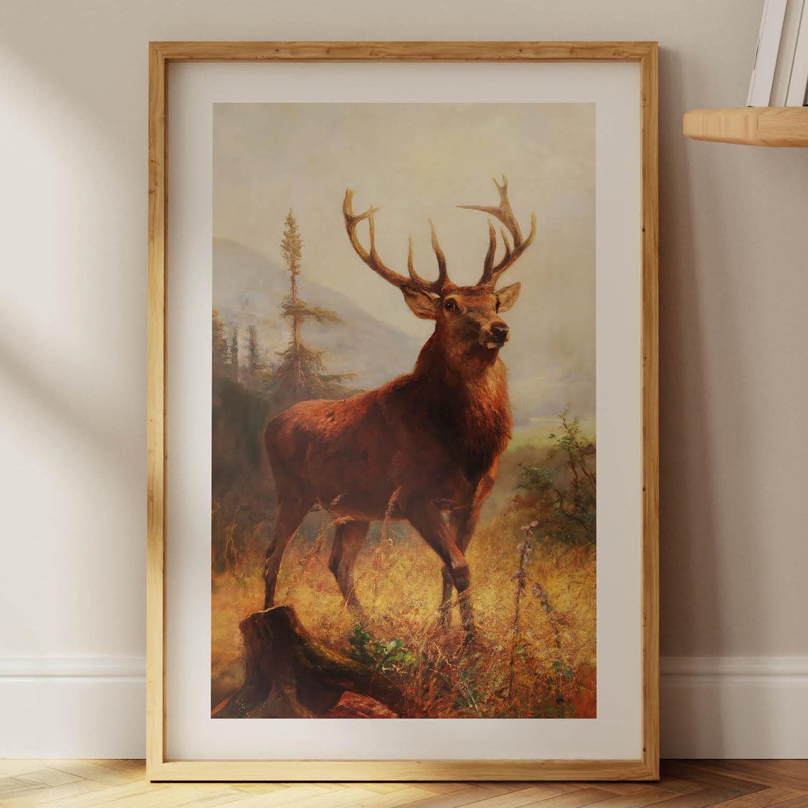 Trophy Stag Painting Retro Hunting Print Vintage Deer Hunting Cabin ...