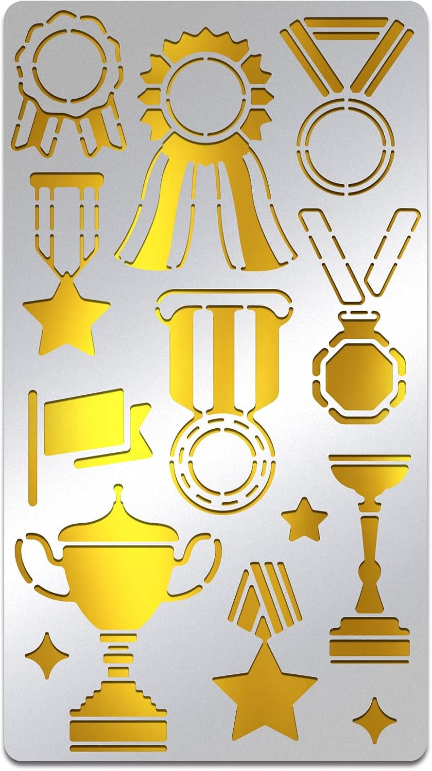Trophy Stencils, 7x4 Inch Medal Badge Drawing Template Metal Stainless ...