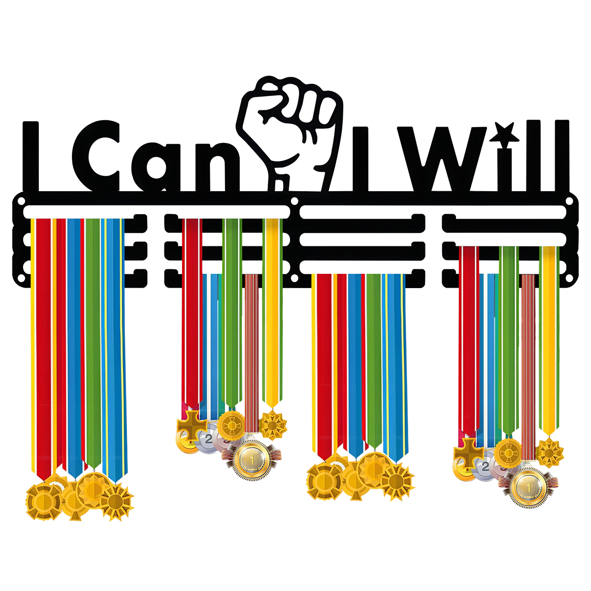 Trophy and Medal Display Shelf Medal Display Hanger for Wall with Hooks ...