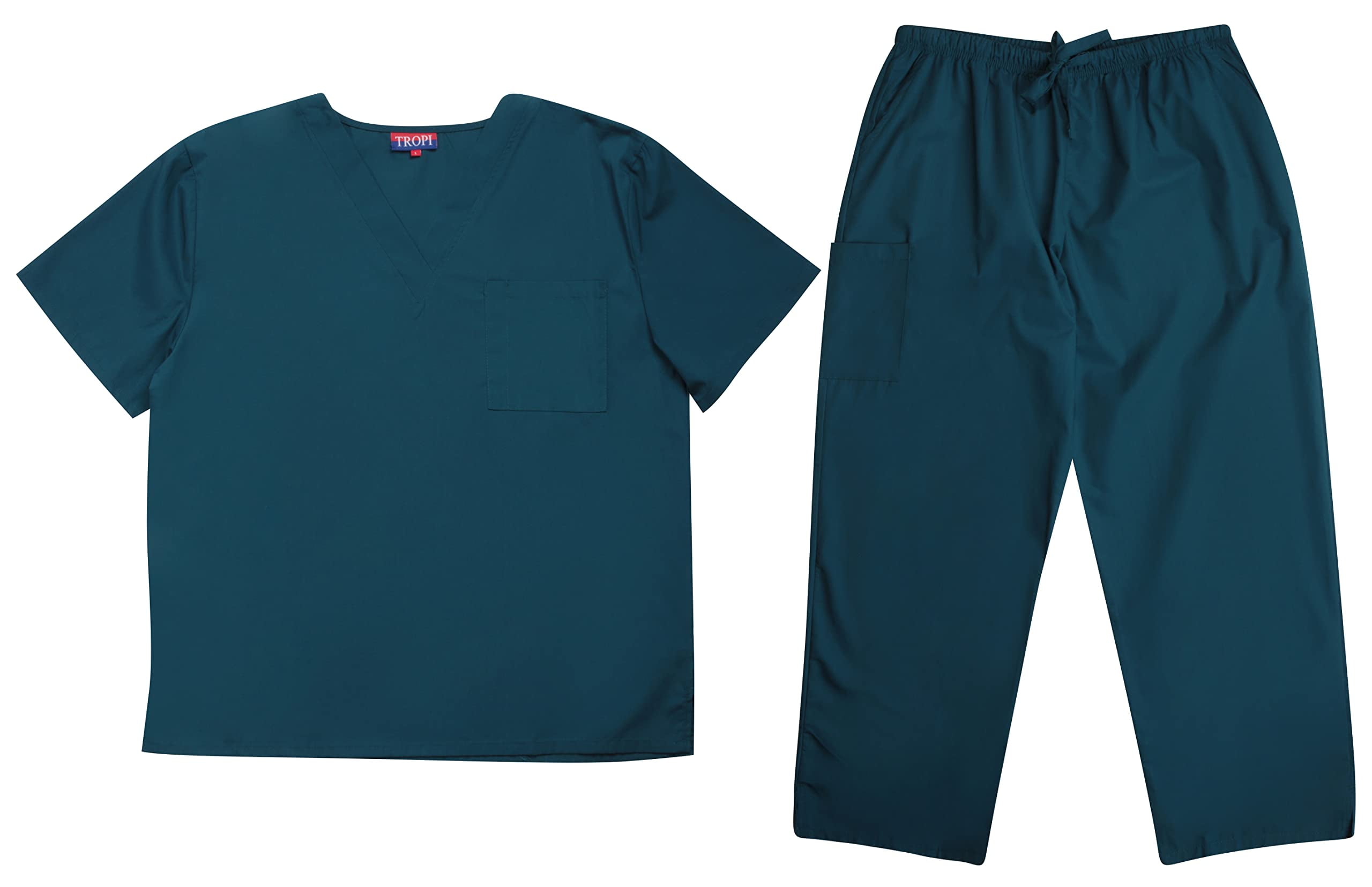 Tropi Mens Scrub Sets - Four Pocket Medical Scrubs Uniform (V-Neck with ...