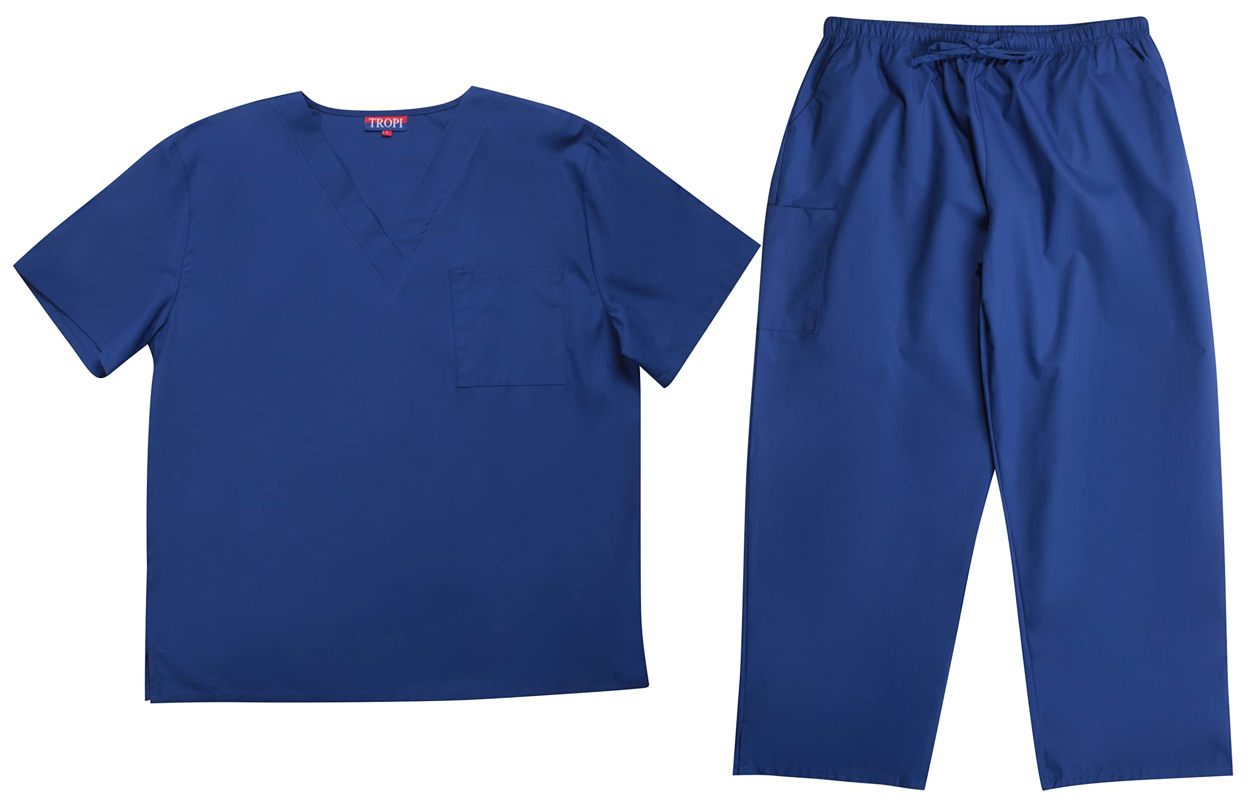 Tropi Mens Scrub Sets - Four Pocket Medical Scrubs Uniform (V-Neck with ...