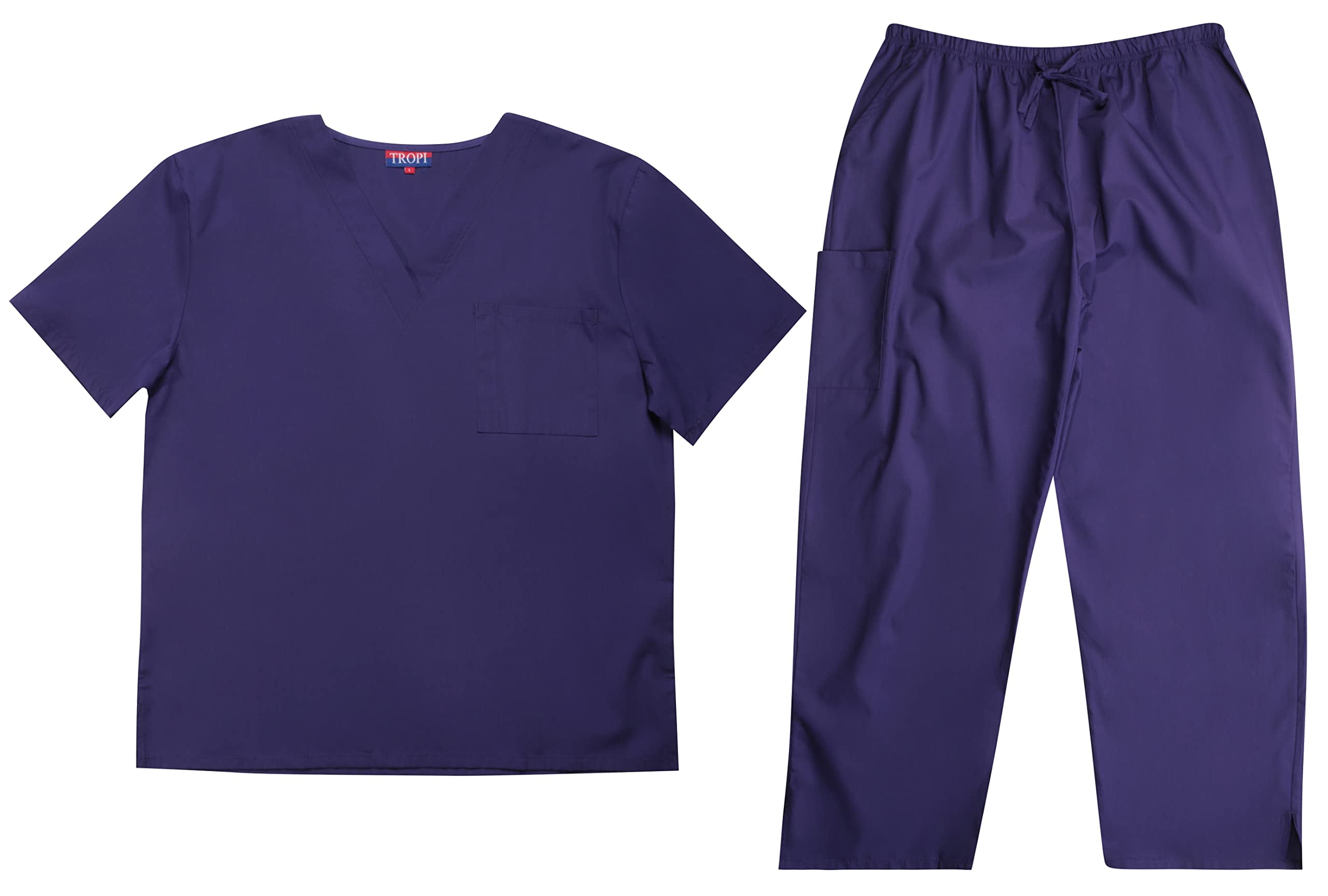 Tropi Mens Scrub Sets - Four Pocket Medical Scrubs Uniform (V-Neck with ...