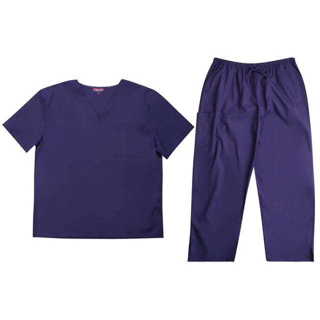 Tropi Mens Scrub Sets - Four Pocket Medical Scrubs Uniform (V-Neck with ...