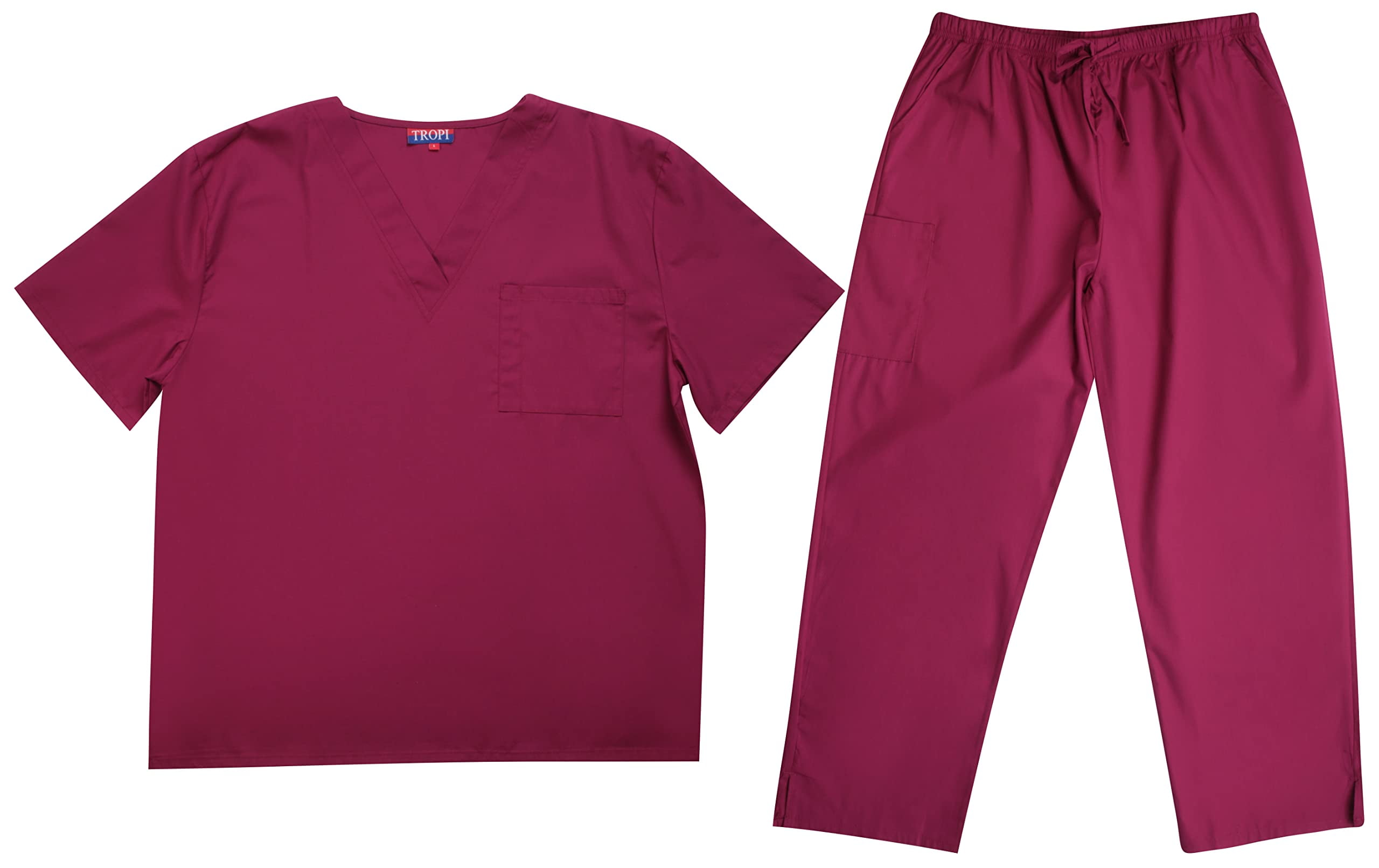 Tropi Mens Scrub Sets - Four Pocket Medical Scrubs Uniform (V-Neck with ...